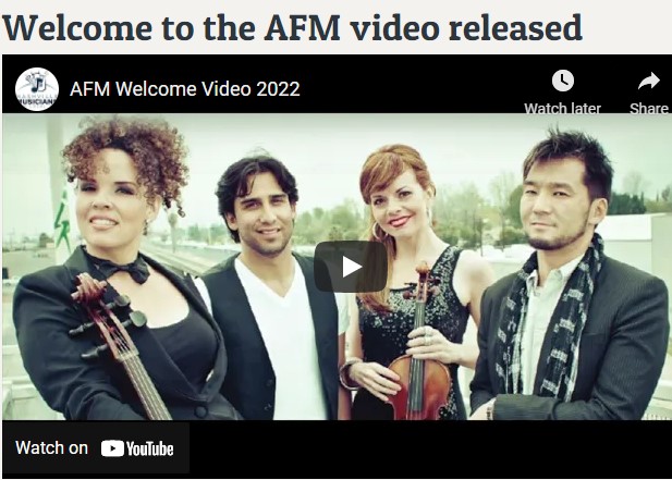 Introducing the AFM Welcome Video - American Federation of Musicians